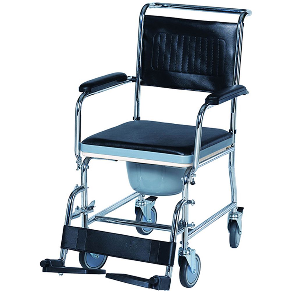 Steel/Chrome Wheeled Commode - CH1075 – jjhealthcareproducts